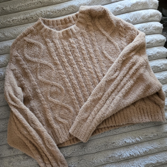 aerie | Sweaters | Aerie Soft Beige Cable Knit Sweater | Poshmark